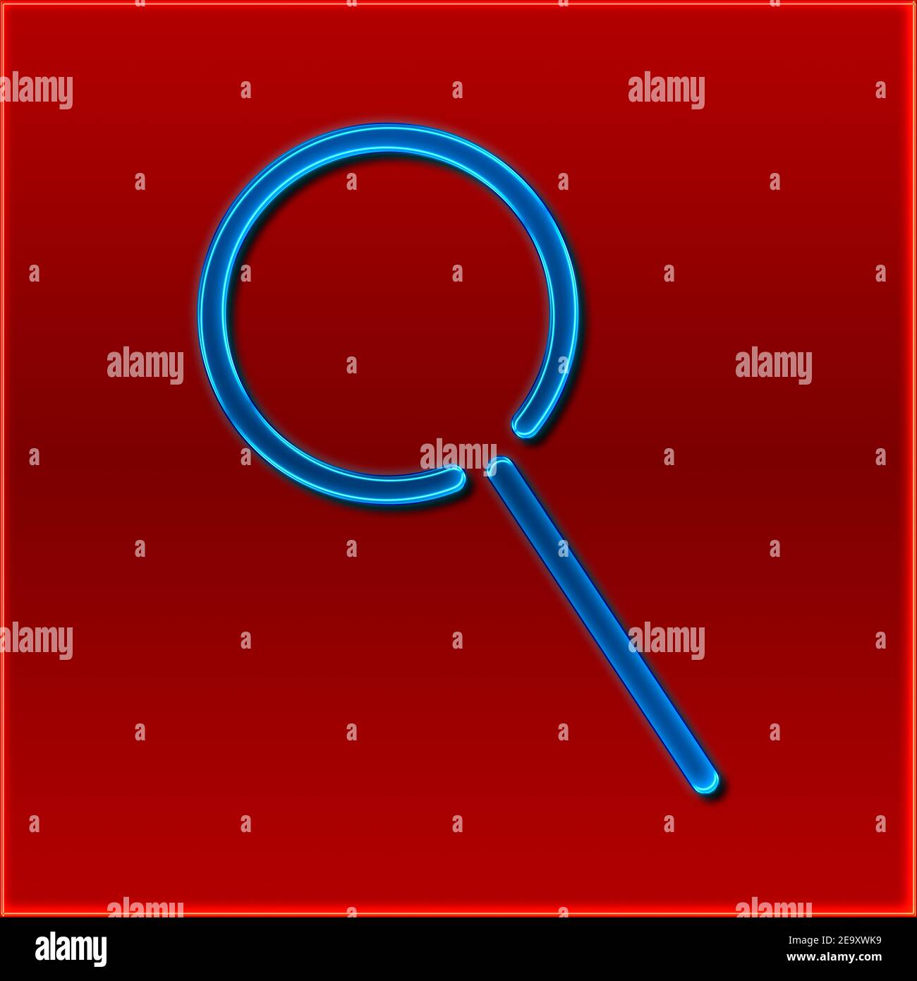 Detailed view of a magnifying glass in the design of a neon sign Stock ...