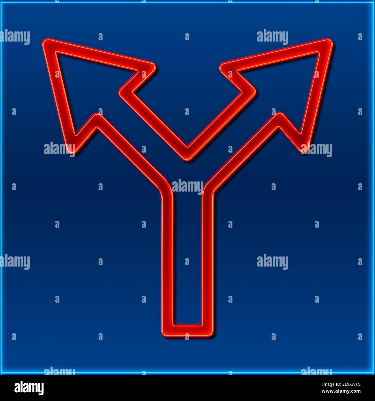 Detailed view of an arrow pointing to the top left and right in the ...