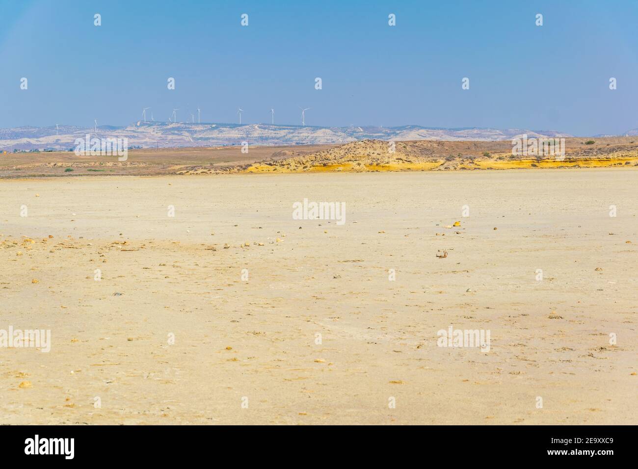 Wind energy farm erected over Larnaca Salt lake, Cyprus Stock Photo - Alamy