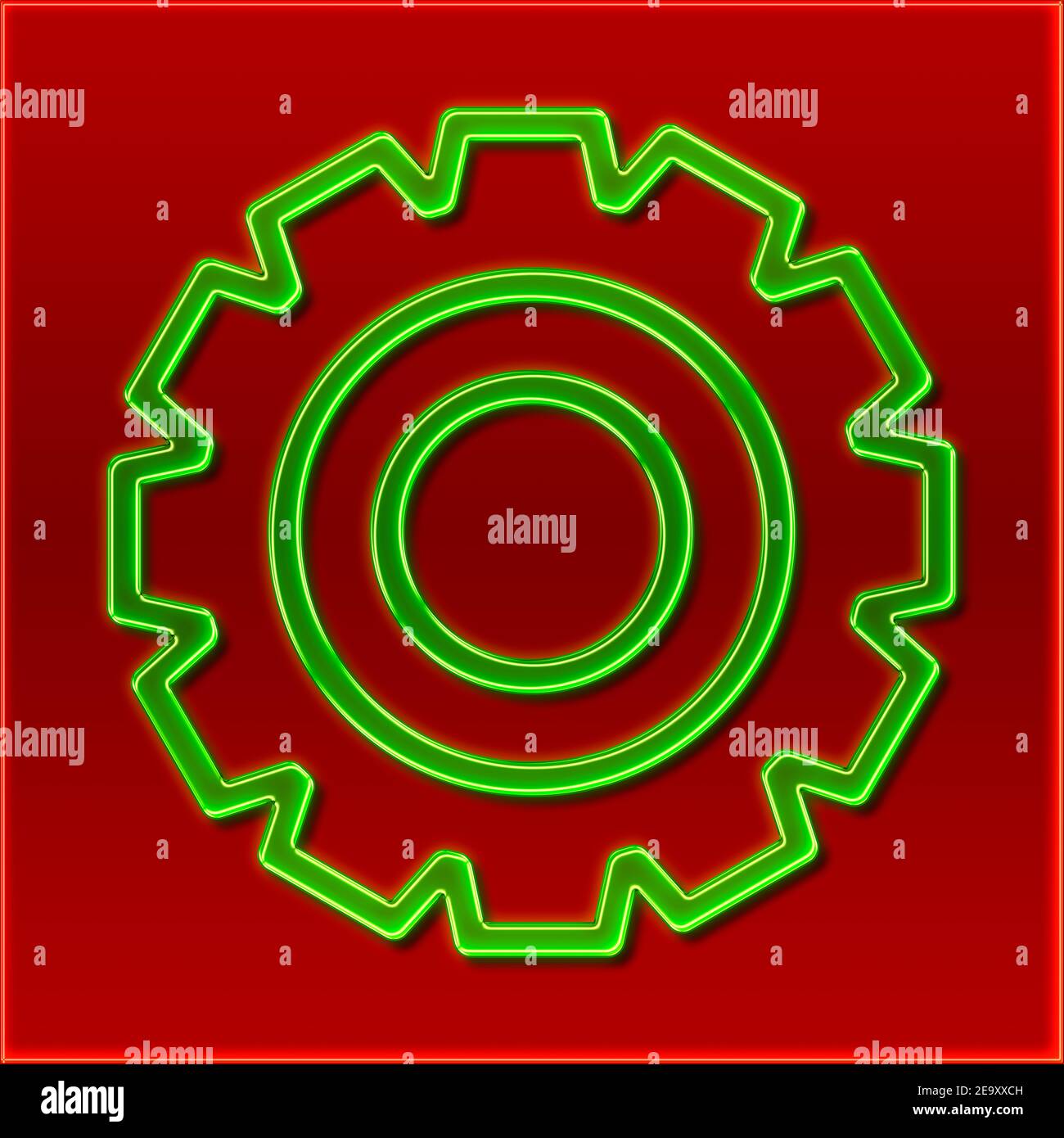 Detailed view of a gear wheel in the design of a neon sign Stock Photo ...