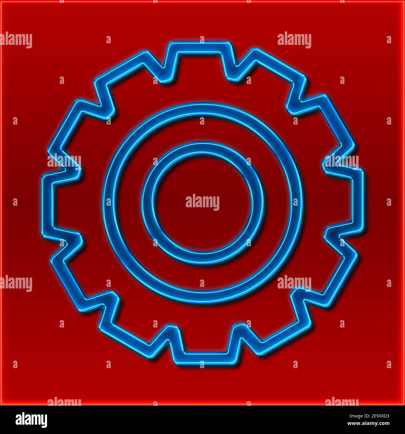 Detailed view of a gear wheel in the design of a neon sign Stock Photo ...