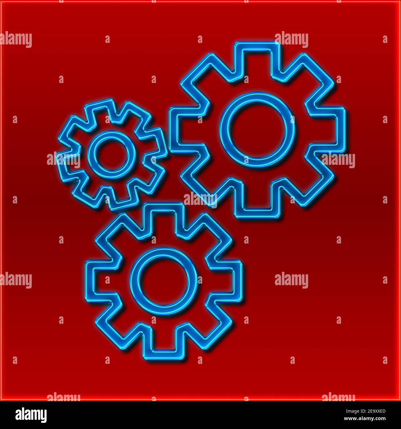 Detailed view of three gear wheels in the design of a neon sign Stock ...
