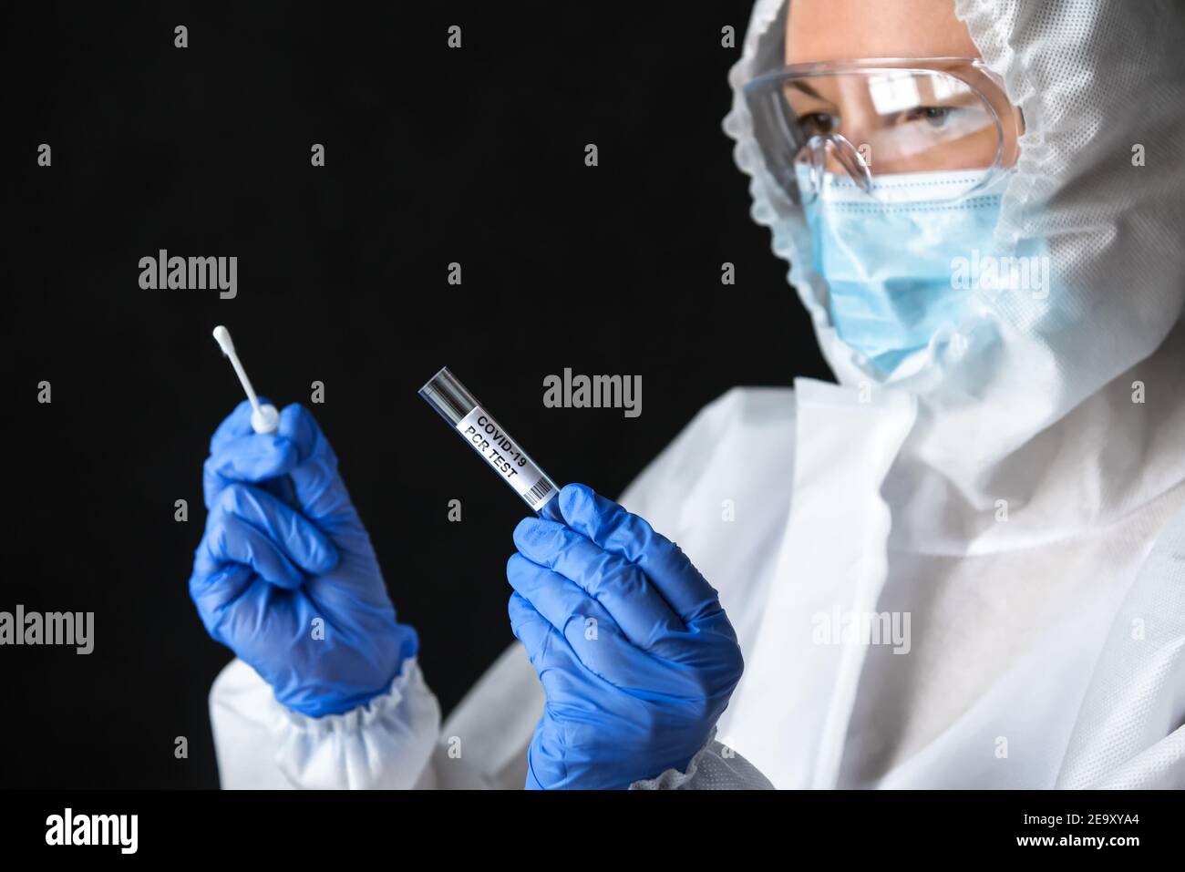 Coronavirus swab collection kit in doctor hands, nurse in medical ...