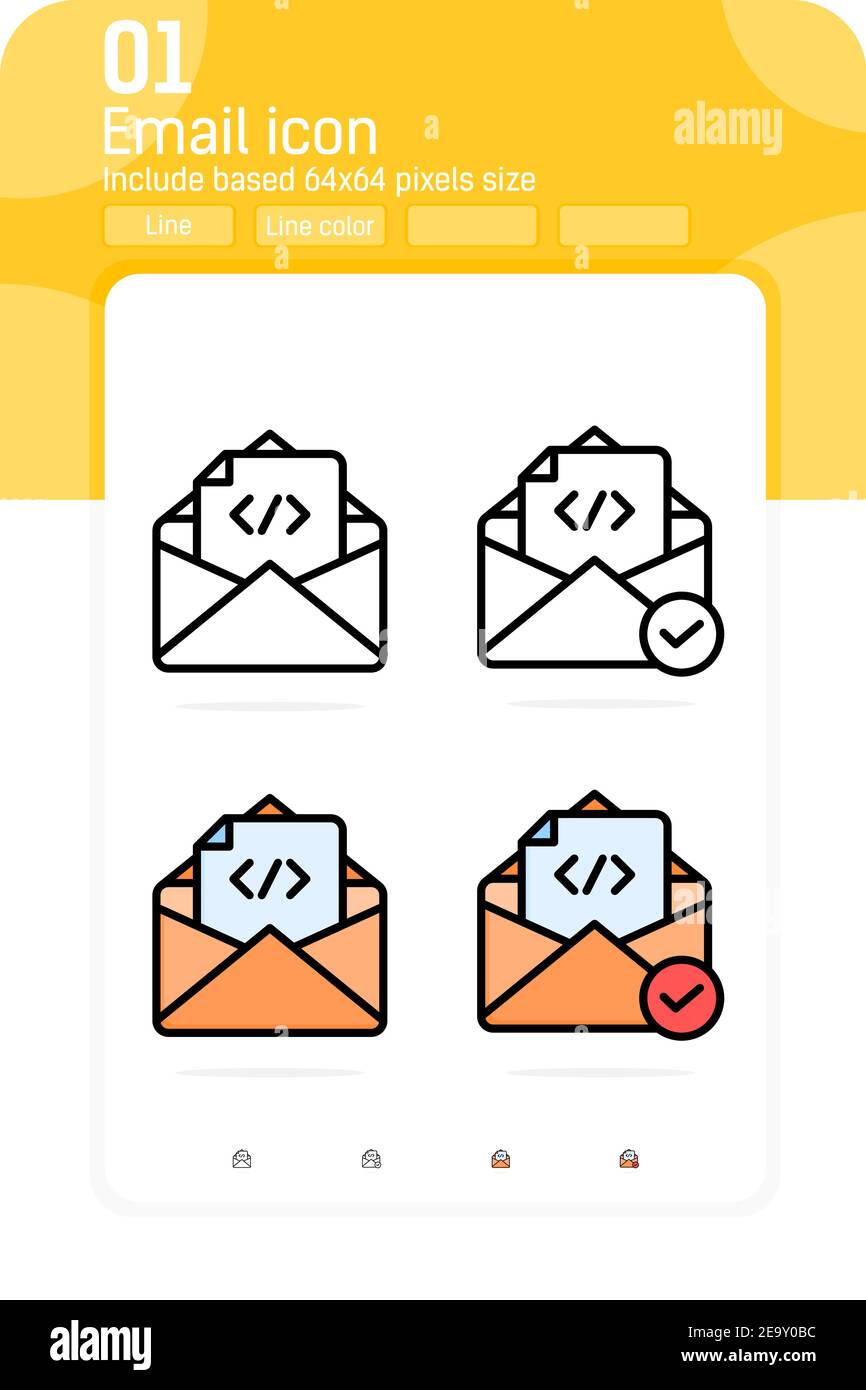 email icon with coding premium symbol with filled, outline and colored ...