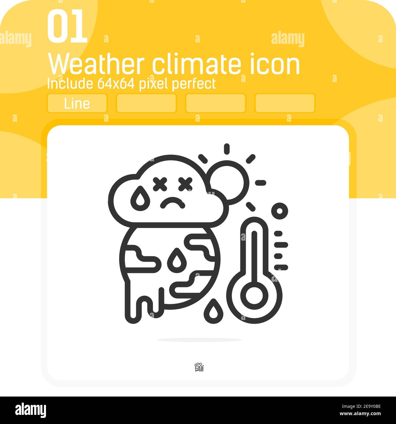 Weather climate icon concept with line style isolated on white ...