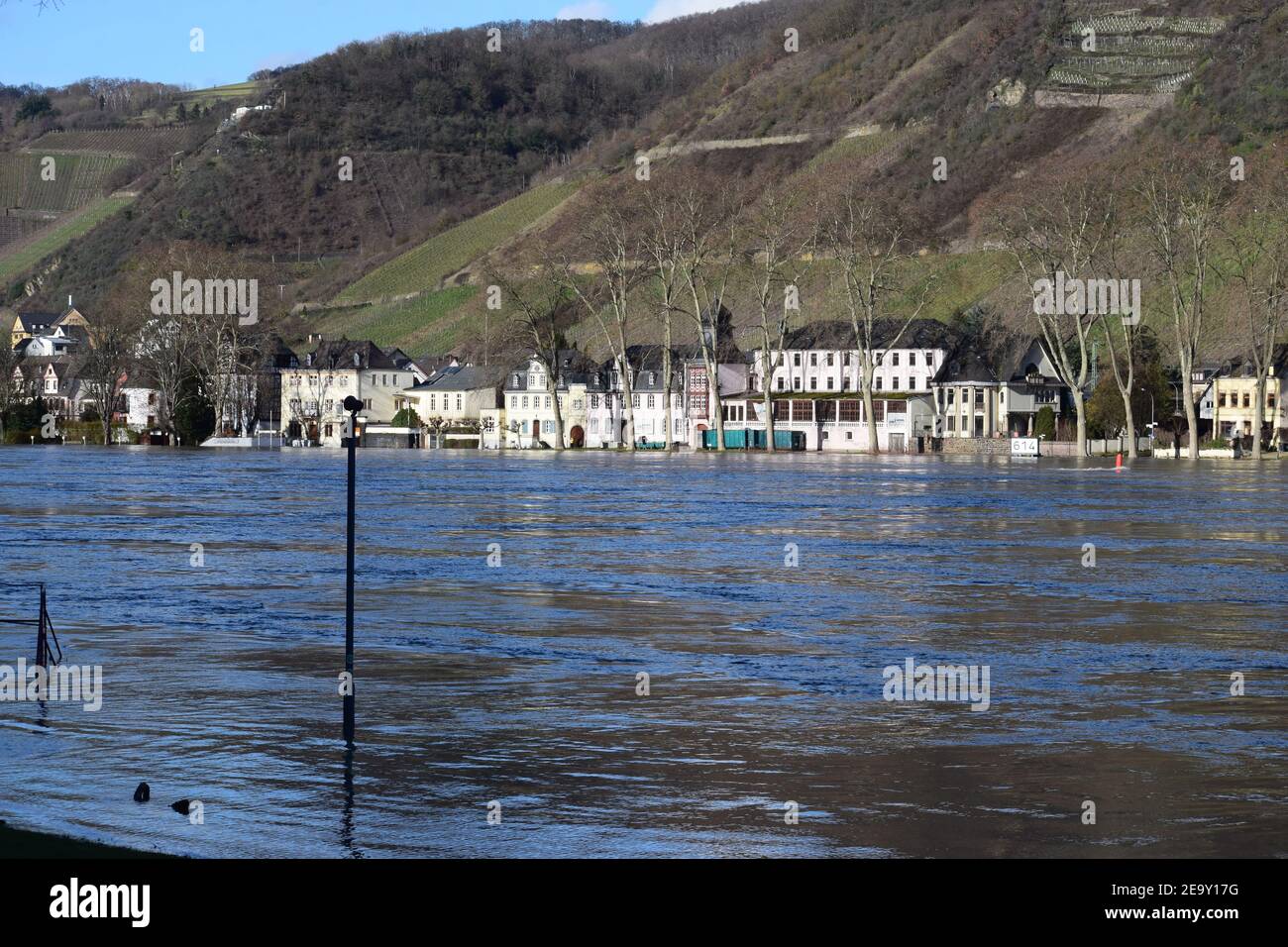 Rhine flood near Leutesdorf in 2021 Stock Photo - Alamy