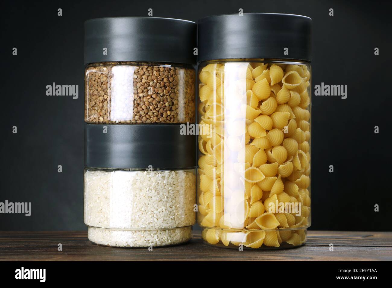 storage of cereals in containers in the kitchen Stock Photo - Alamy