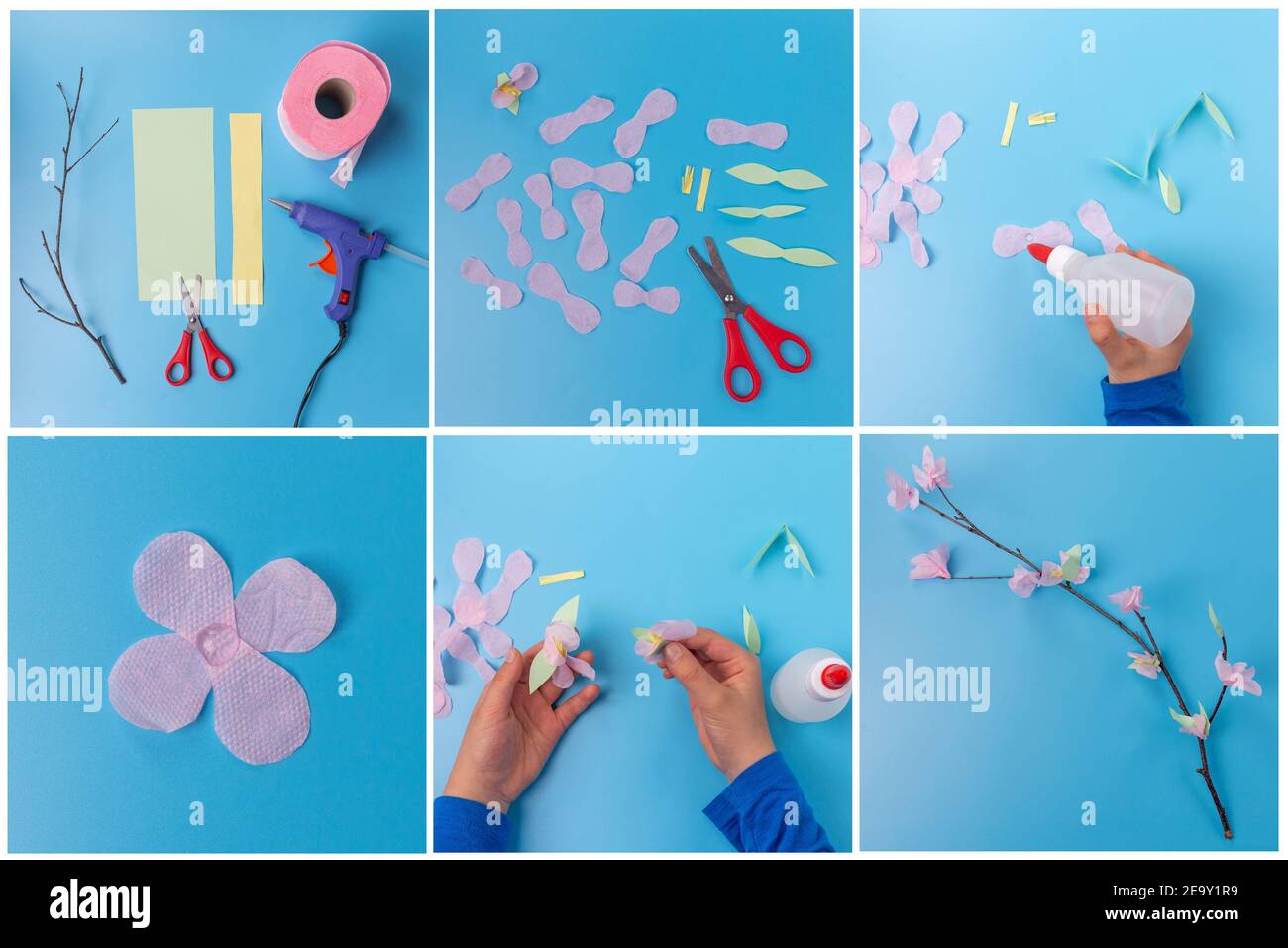 how to make a tree branch with flowers, step by step instruction, DIY ...