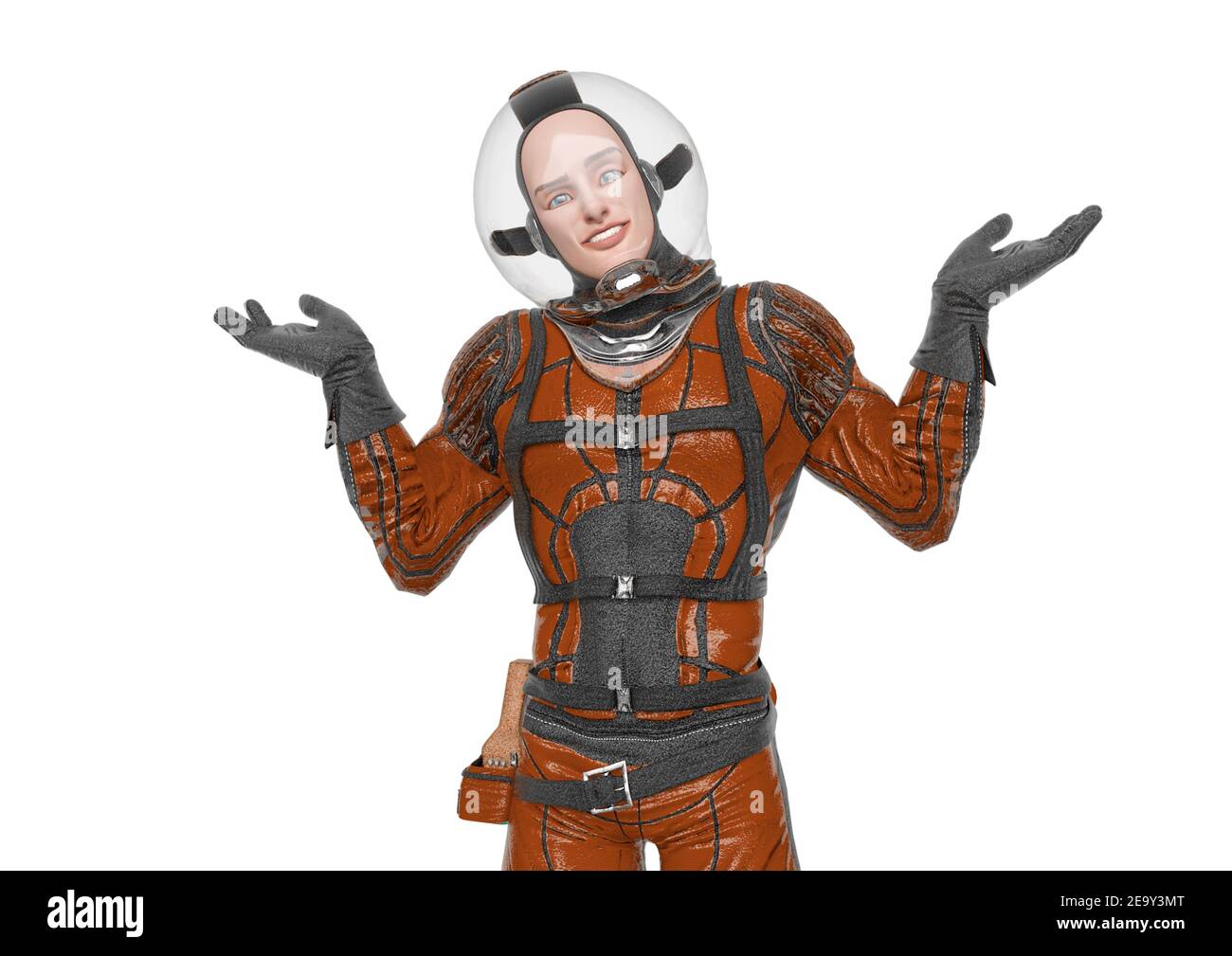 retro space astronaut is doing a say what pose meme, 3d illustration ...