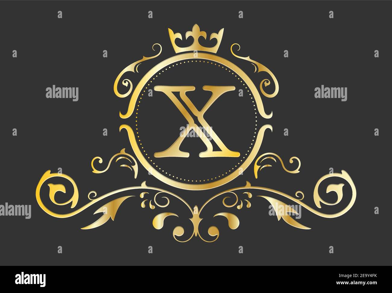 Golden stylized letter X of the Latin alphabet. Monogram template with ...