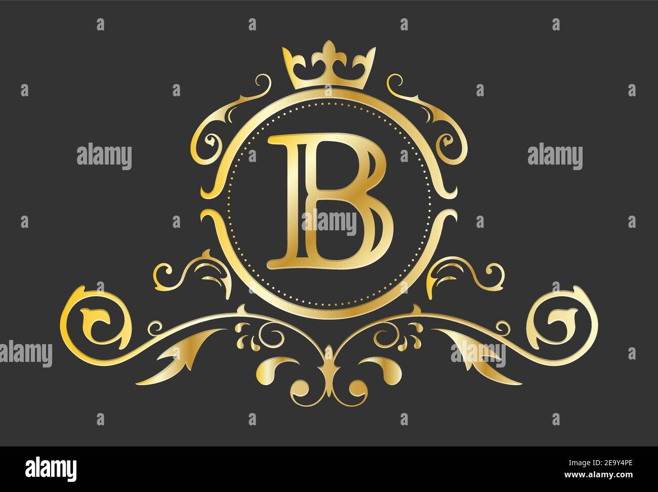 Golden stylized letter B of the Latin alphabet. Monogram template with ...