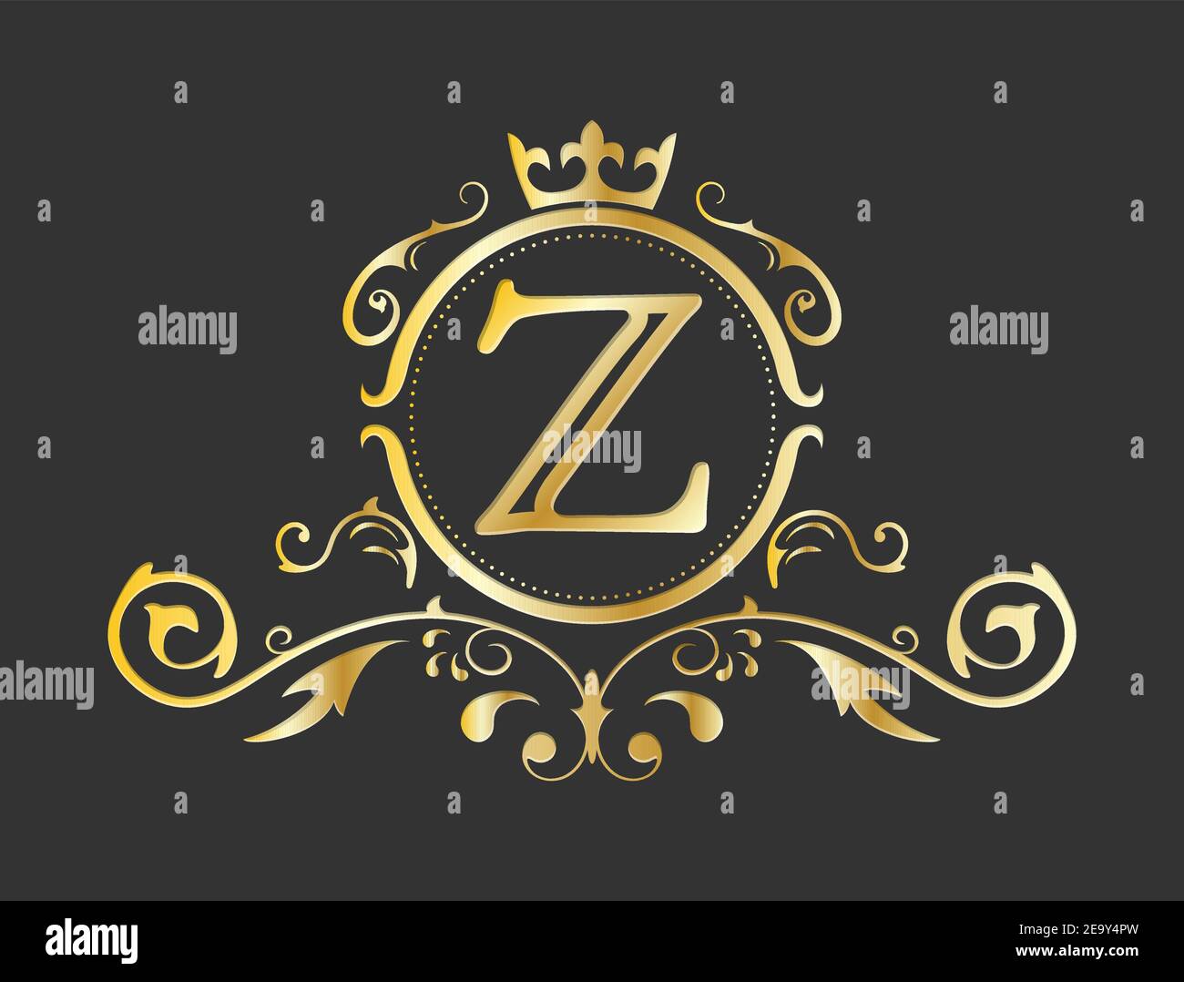 Golden stylized letter Z of the Latin alphabet. Monogram template with ...