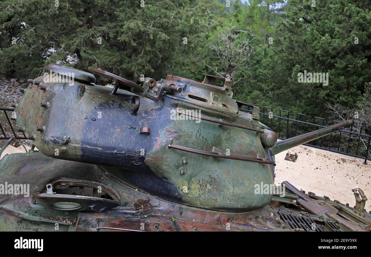 Abandoned Turkish Tank in the Kyrenia Mountains near St Hilarion ...