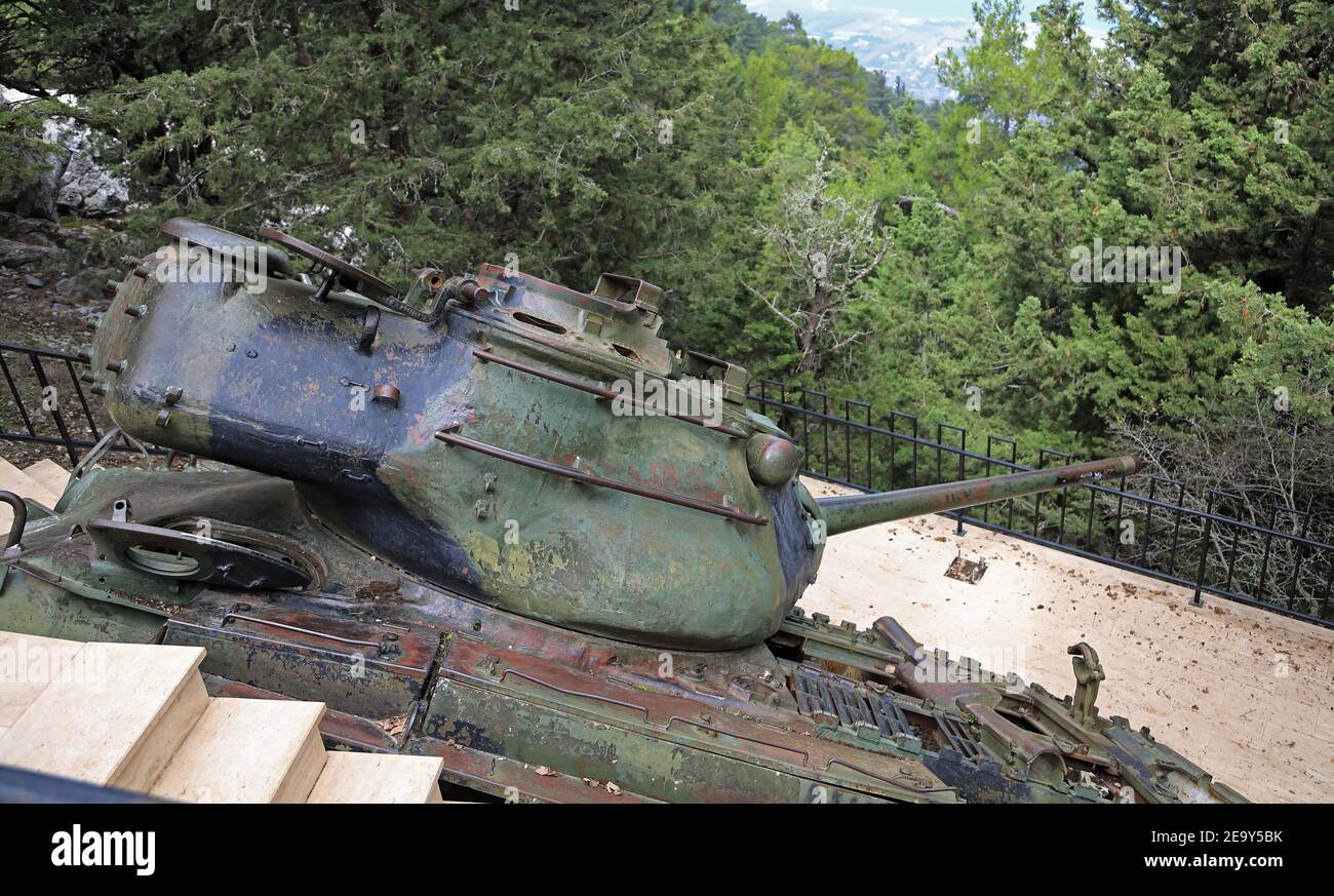 Abandoned Turkish Tank in the Kyrenia Mountains near St Hilarion ...