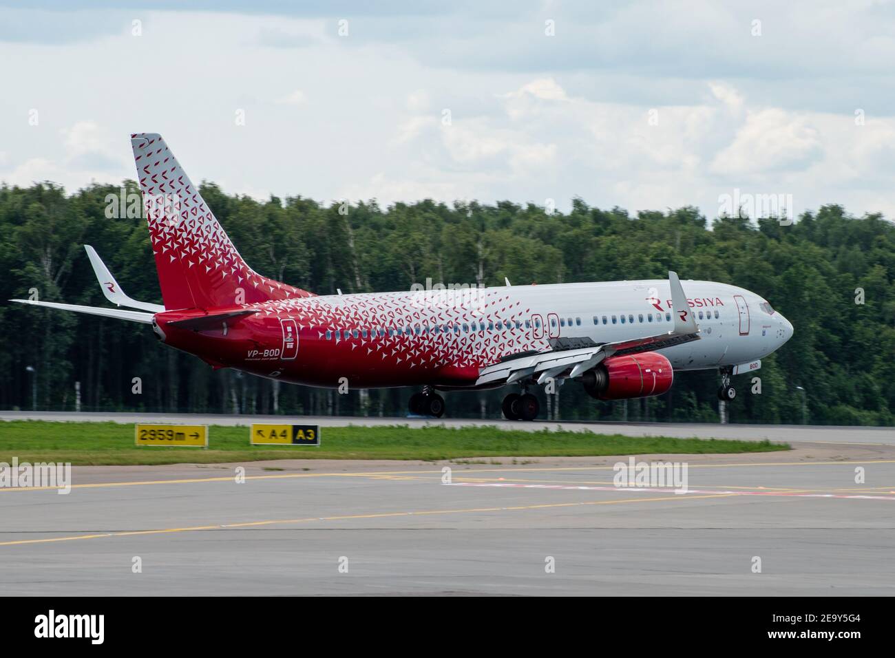 July 2, 2019, Moscow, Russia. Airplane Boeing 737-800 Rossiya - Russian ...