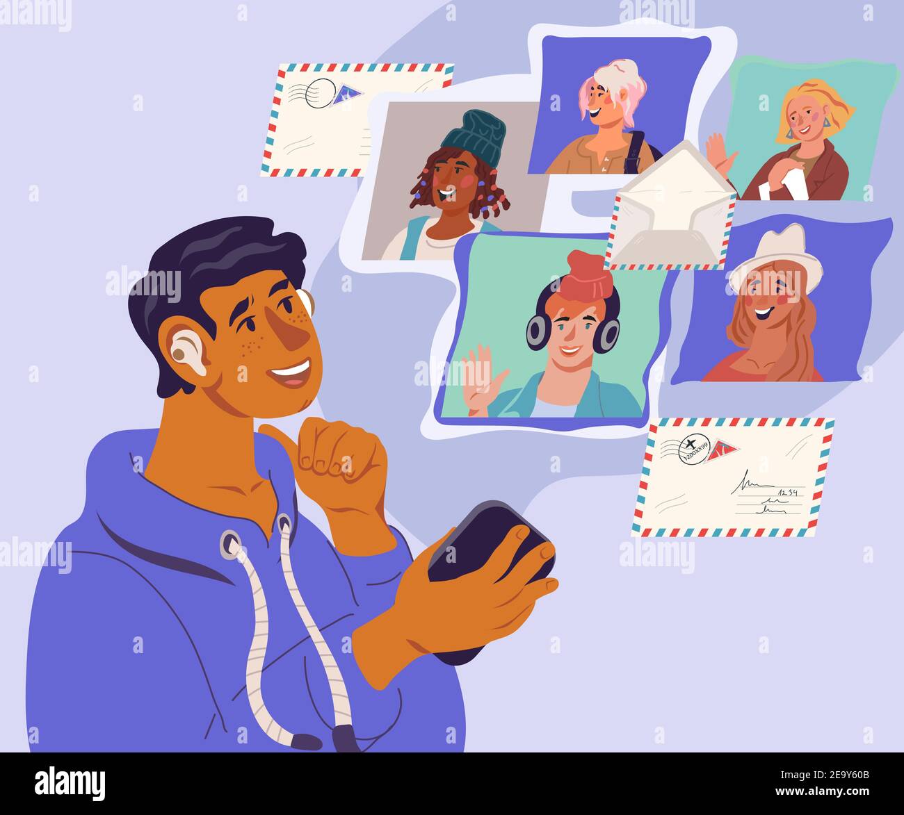 Email campaign and building online audience, flat vector illustration ...