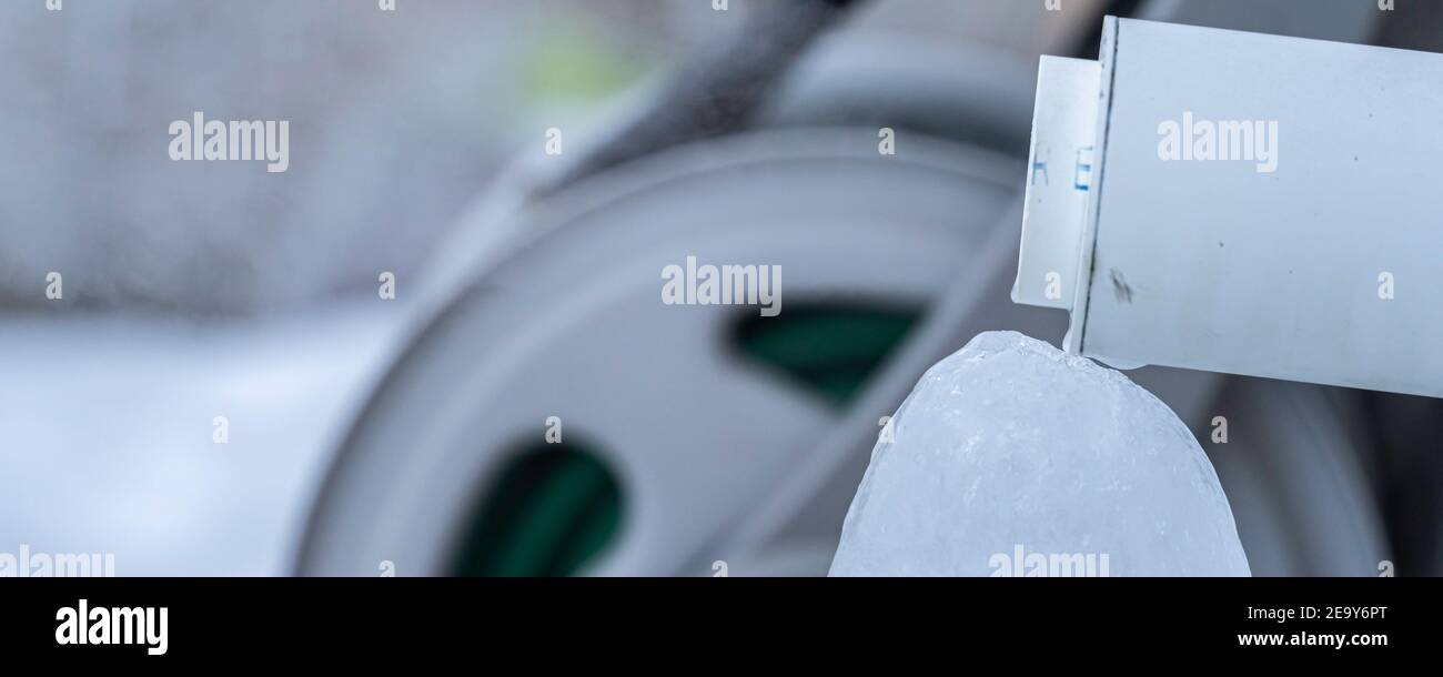 Furnace exhaust pipe blowing out steam in winter Stock Photo - Alamy