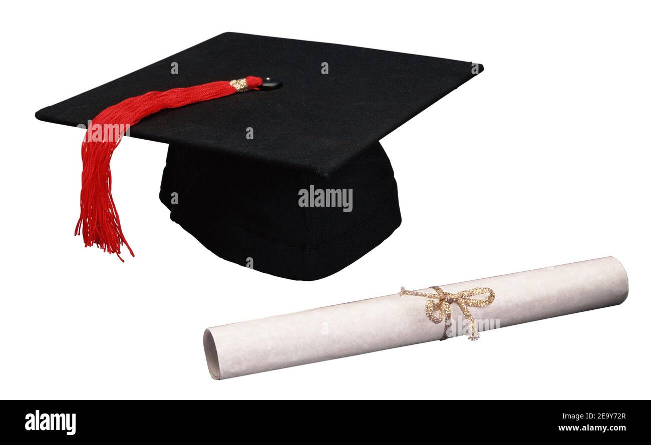 graduation cap and diploma Stock Photo - Alamy