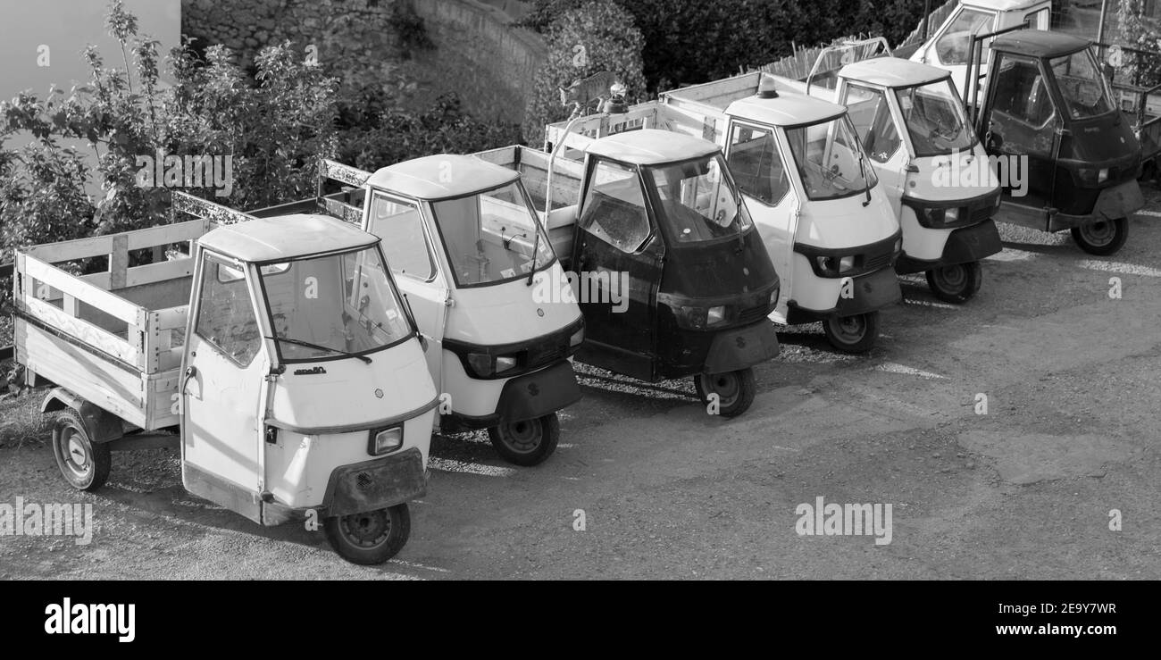 Capri Island, Tyrrhenian sea, Italy - Mai 18 2016: Piaggio Ape is a ...