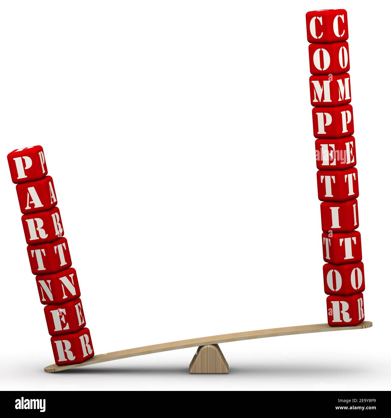 The words PARTNER and COMPETITOR (made from red cubes labeled with ...
