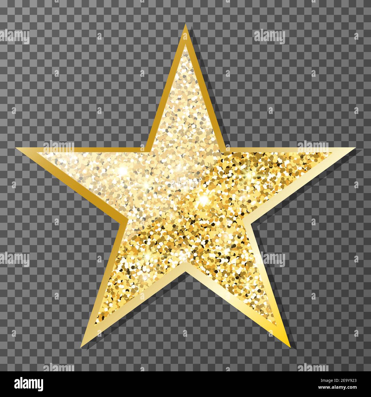 Gold glitter star on transparent background. Golden sparkle luxury design element. New Years ...