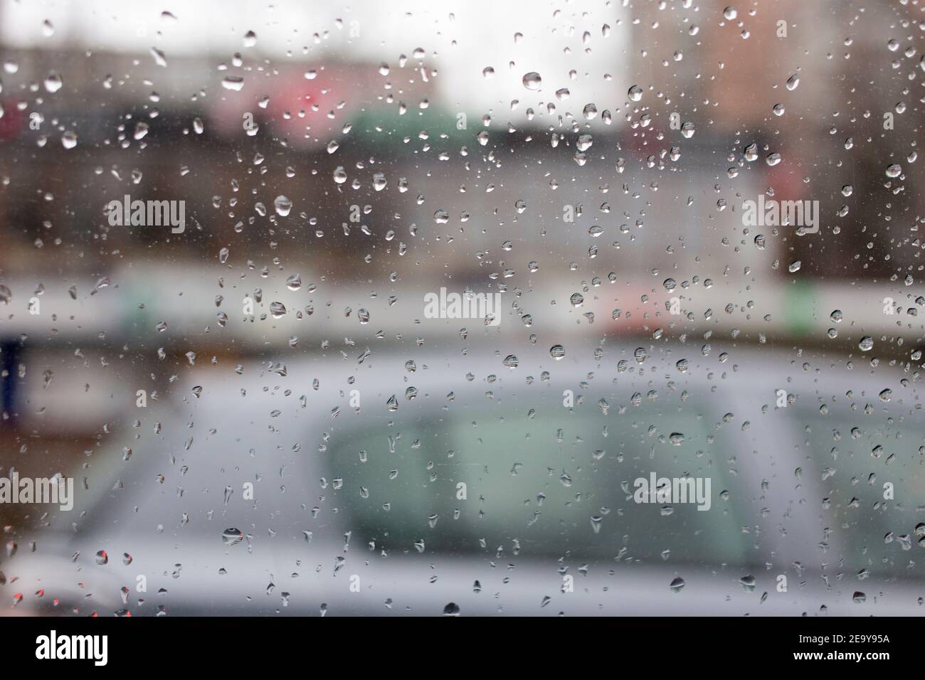 Rain drops on the window. Abstract background. View from the car Stock ...