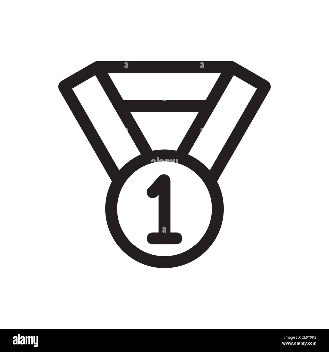 First place medal outline icon isolated on white background Stock ...