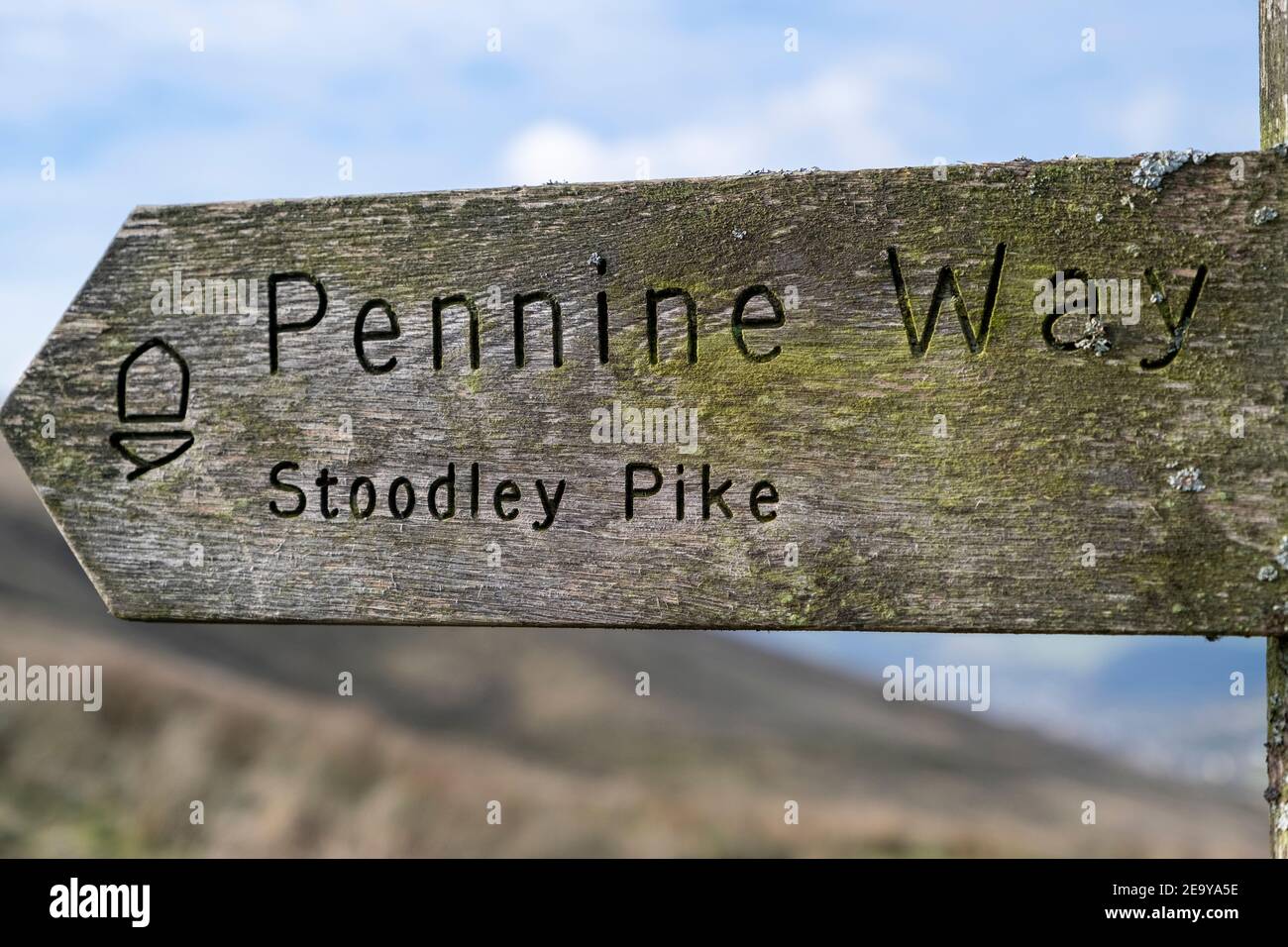 Pennine Way signpost, pointing to Stoodley Pike, Calderdale. Yorkshire ...