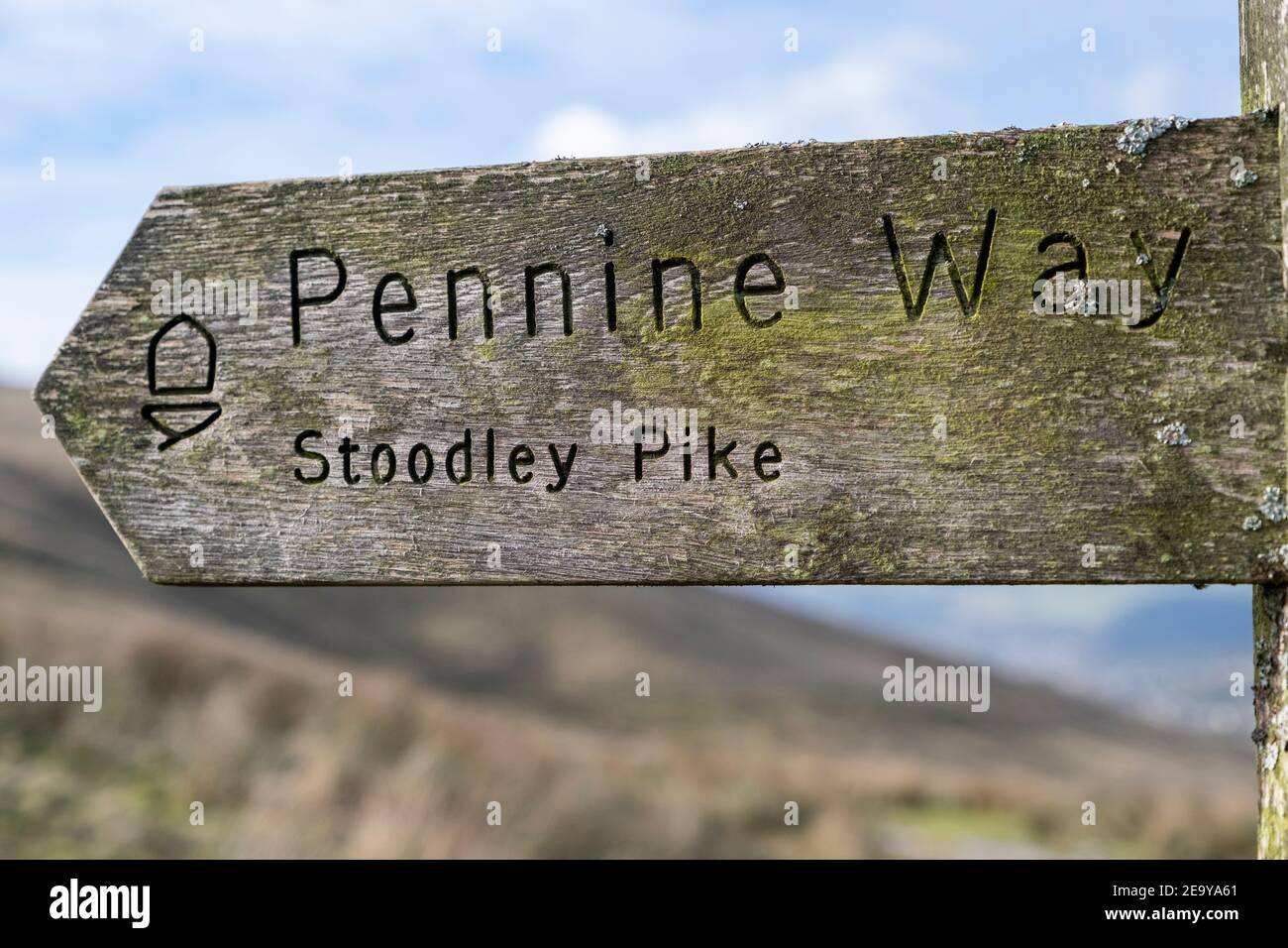 Pennine Way signpost, pointing to Stoodley Pike, Calderdale. Yorkshire ...