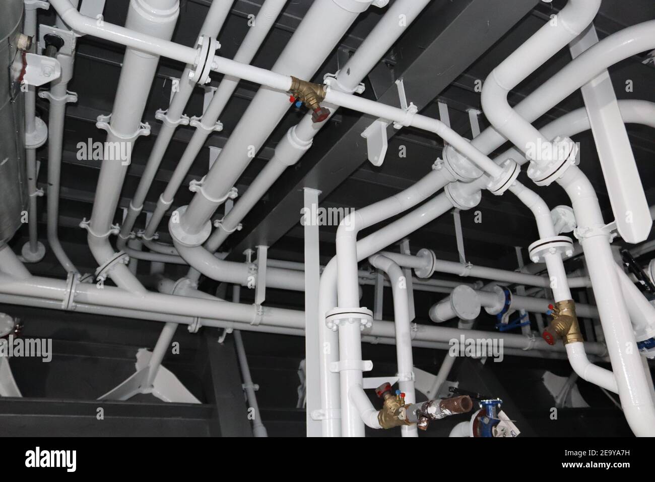 Shipbuilding piping works complex pipeline Stock Photo - Alamy