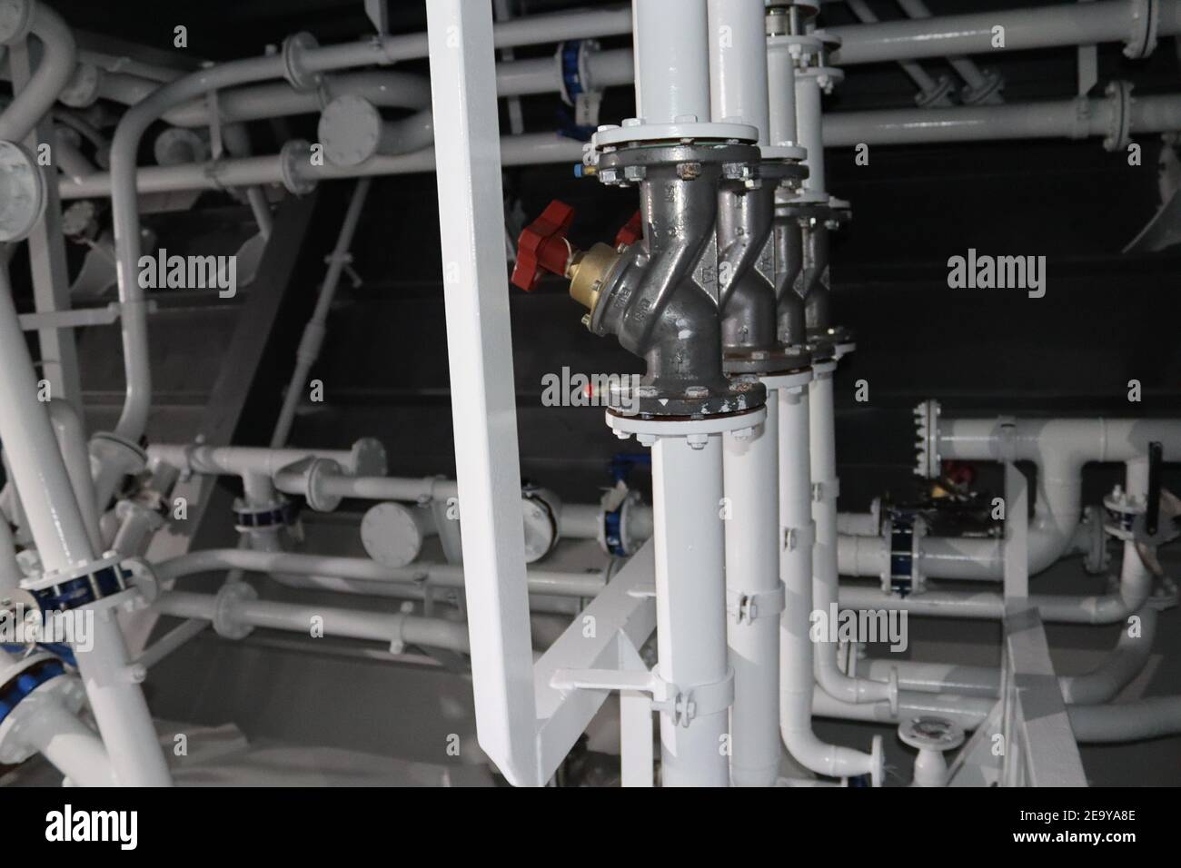 Shipbuilding piping works complex pipeline Stock Photo - Alamy