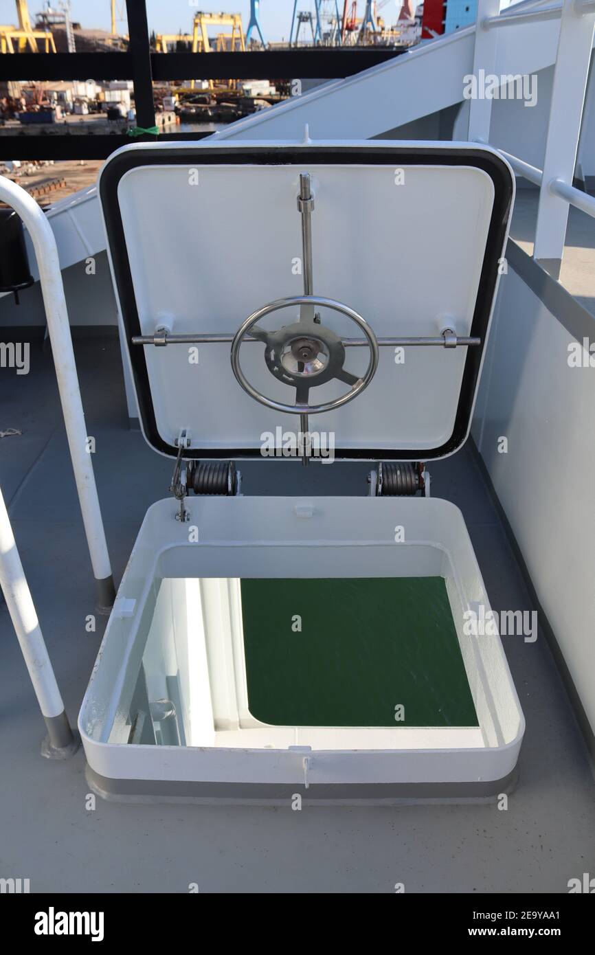 Emergency Exit Hatch on a Ferry Stock Photo - Alamy