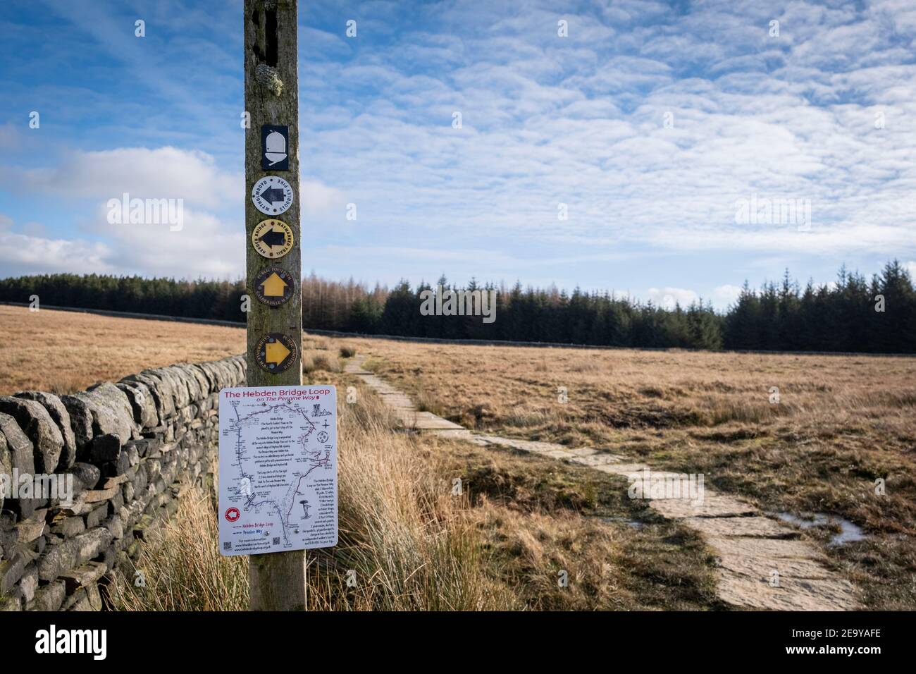 Pennine Way signpost, pointing to Stoodley Pike, Calderdale. Yorkshire ...