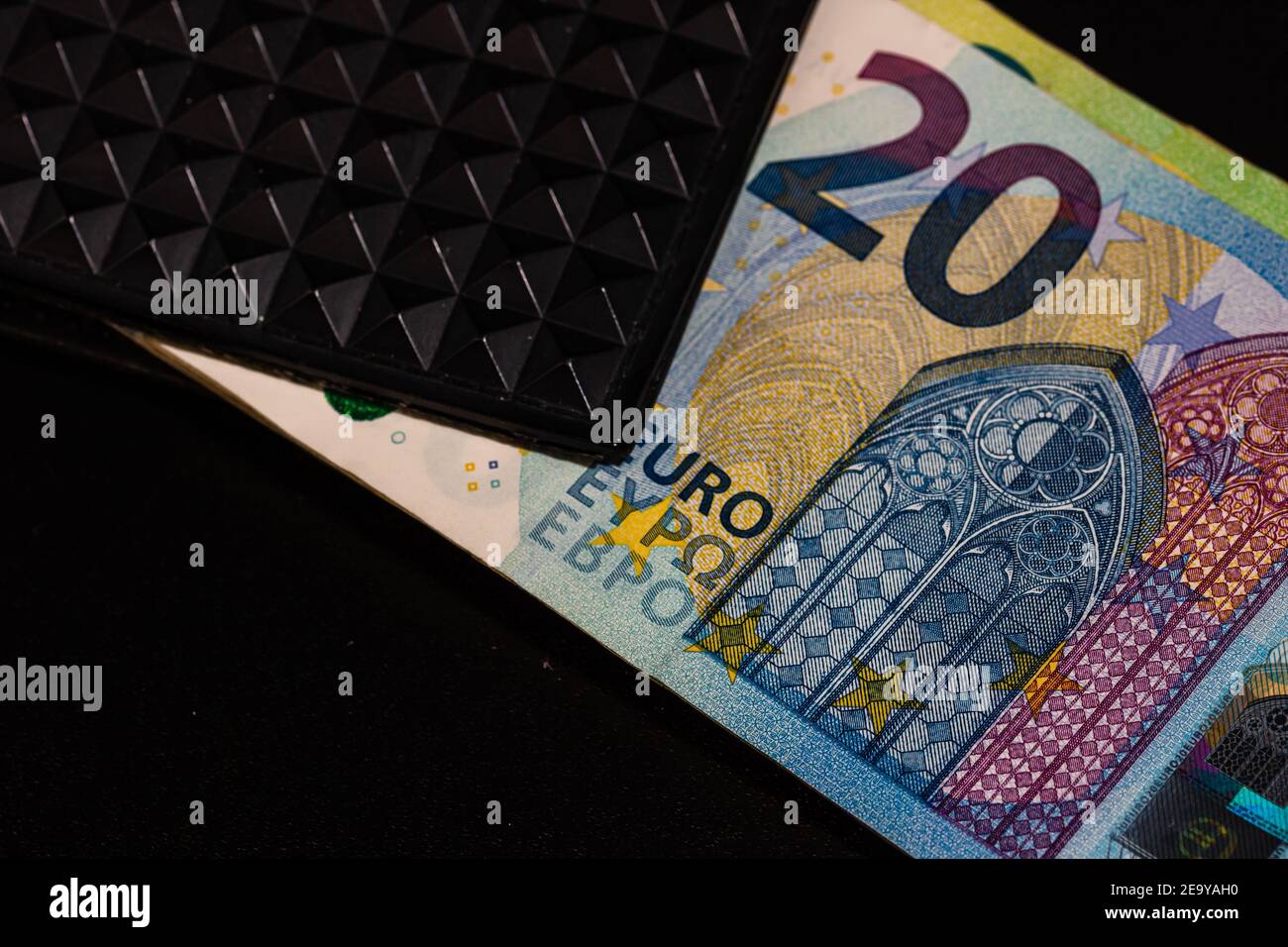 20 Euro money banknotes in black wallet isolated Stock Photo - Alamy