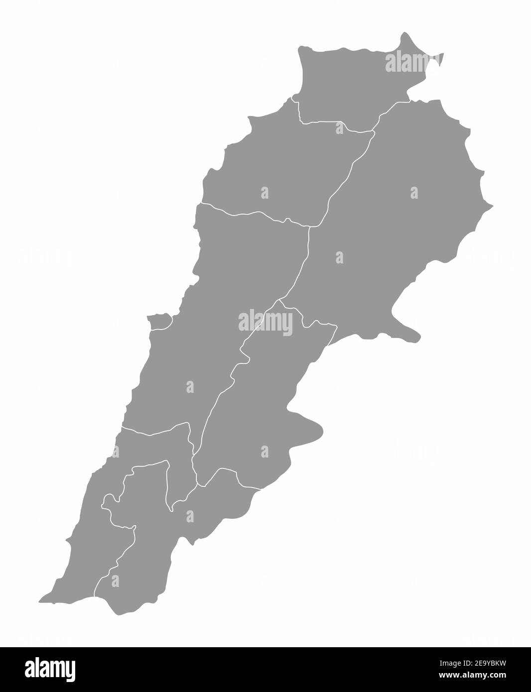 The Lebanon isolated map divided in provinces Stock Vector Image & Art ...