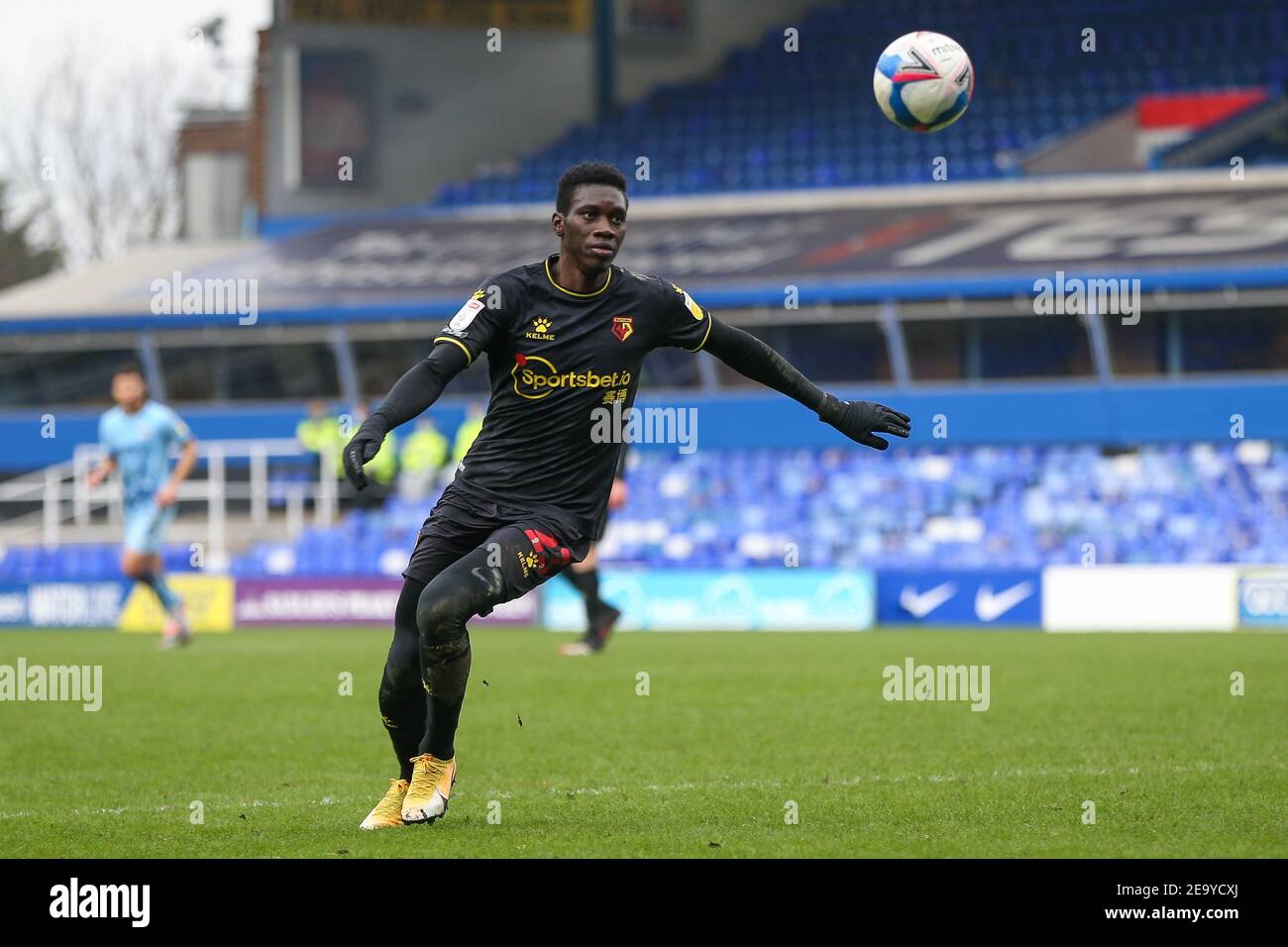 Birmingham, UK. 06th Feb, 2021. Ismaila Sarr #23 of Watford keeps his ...
