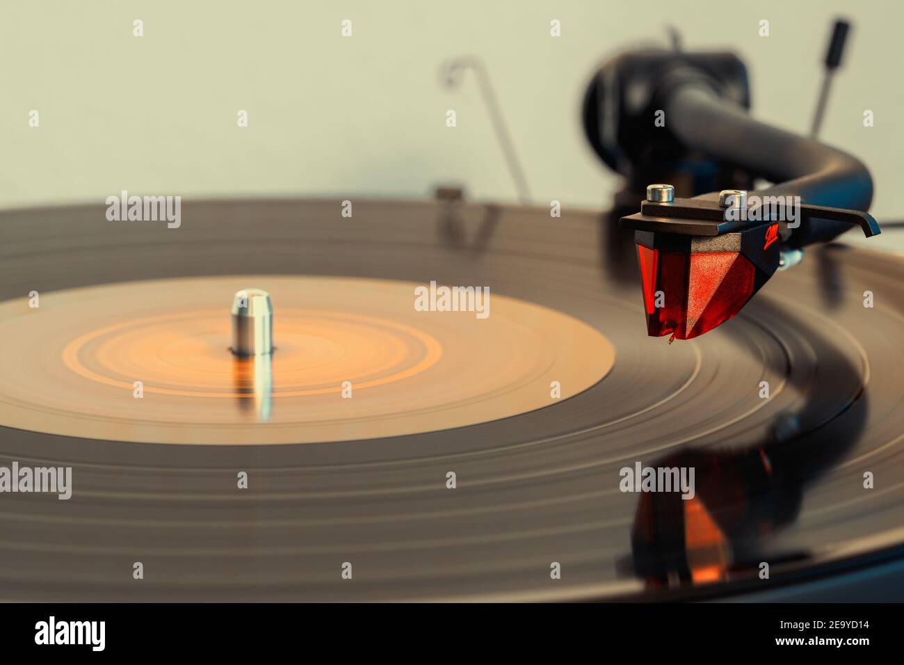 Close-up of Vinyl Record and Turntable Sound Pick-up With Needle Stock ...