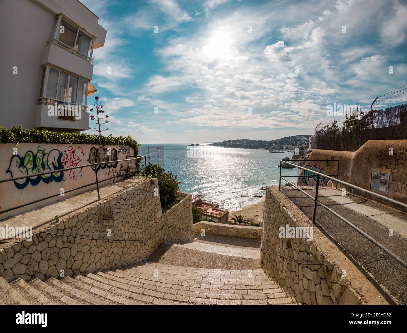 Sandy beach, coast of Majorca, sunny day, in Balearic islands, Spain ...