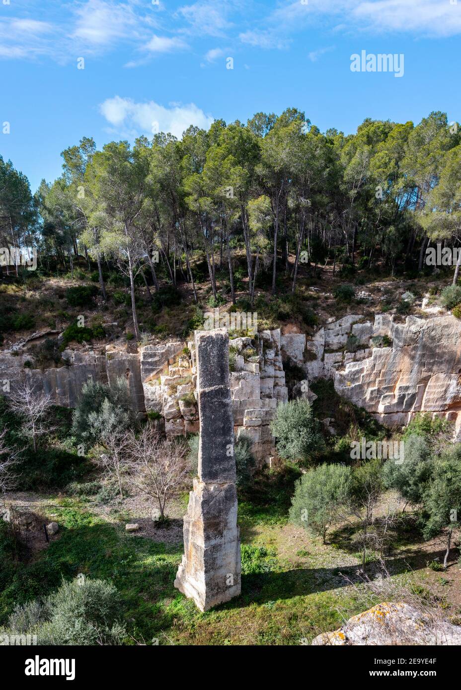 Ancient Roman quarry "El Mèdol" excavated during the period of the ...