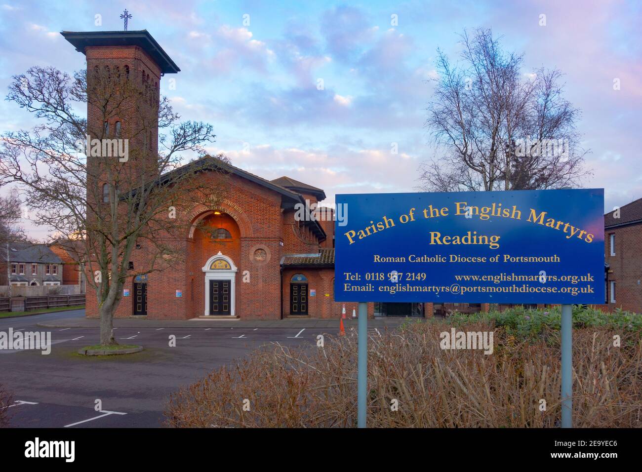 Exterior view of English Martrys Catholic Church in Reading, UK Stock ...