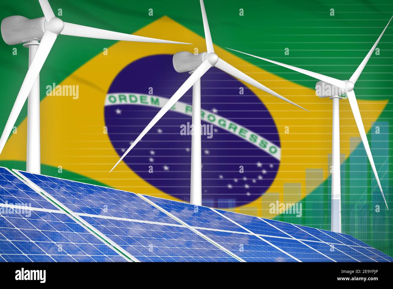 Brazil solar and wind energy digital graph concept - modern energy ...