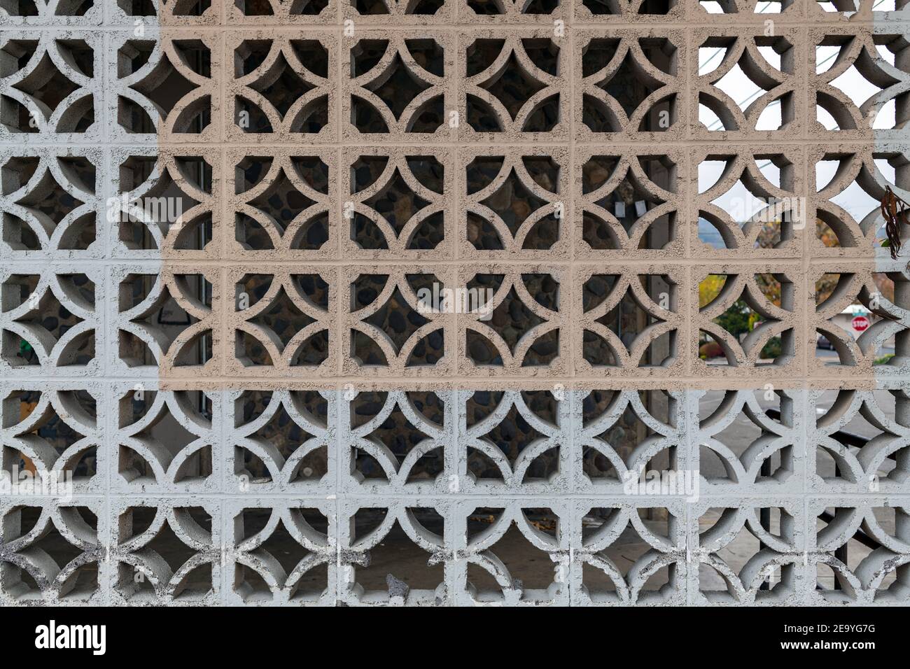 A decorative concrete lattice from an abandoned shopping center Stock ...