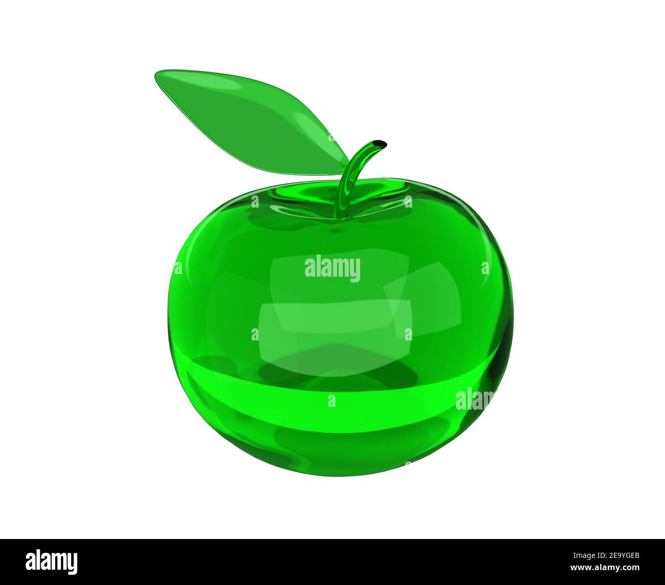 Glass green apple isolated on white, 3d render Stock Photo - Alamy