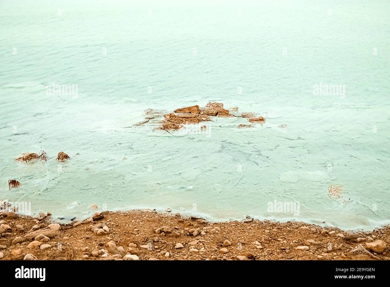 the salt coast of the dead sea in israel, the texture of salt on the ...