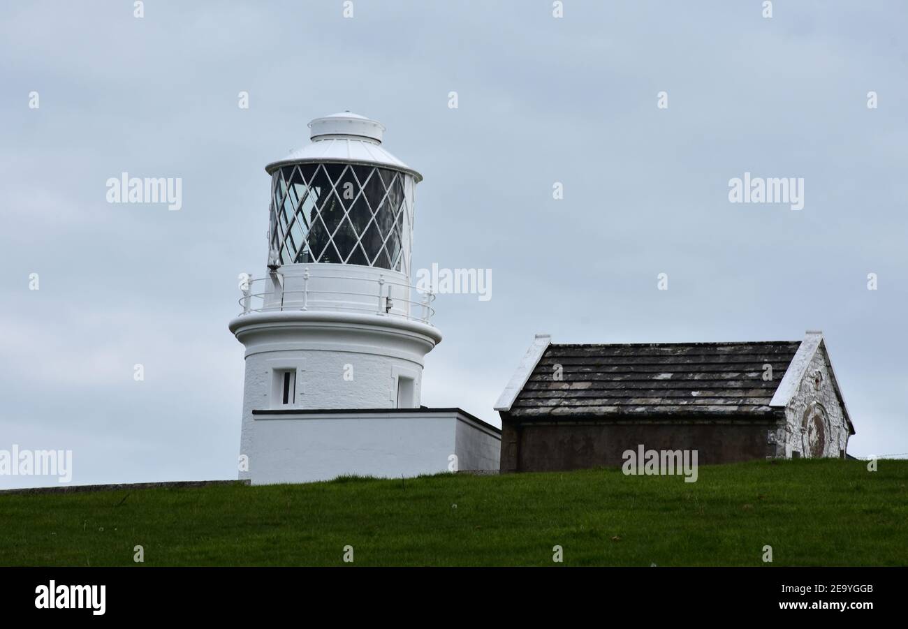 Tower of St Bees lighthouse about the rise in the hill Stock Photo - Alamy