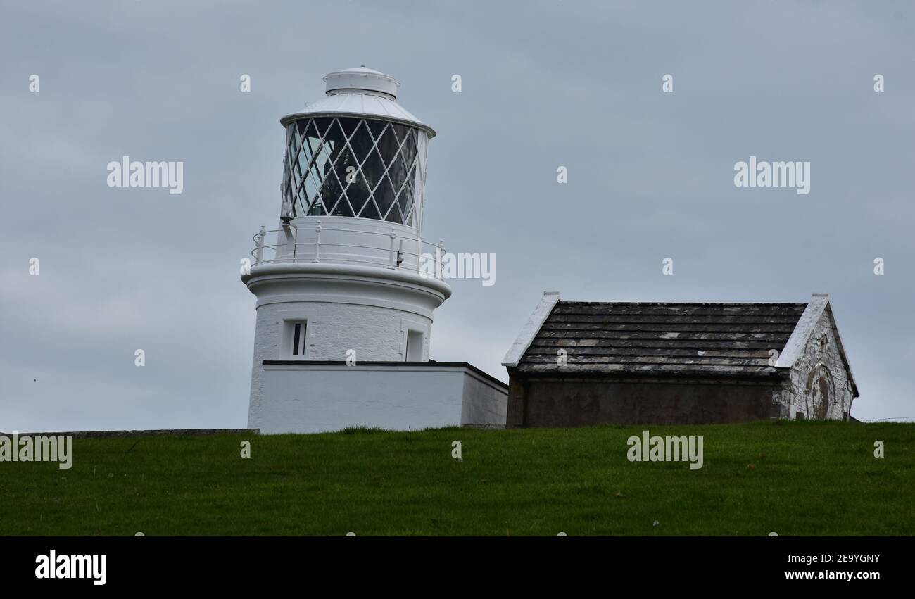Light Tower of St Bees lighthosue above the hill Stock Photo - Alamy
