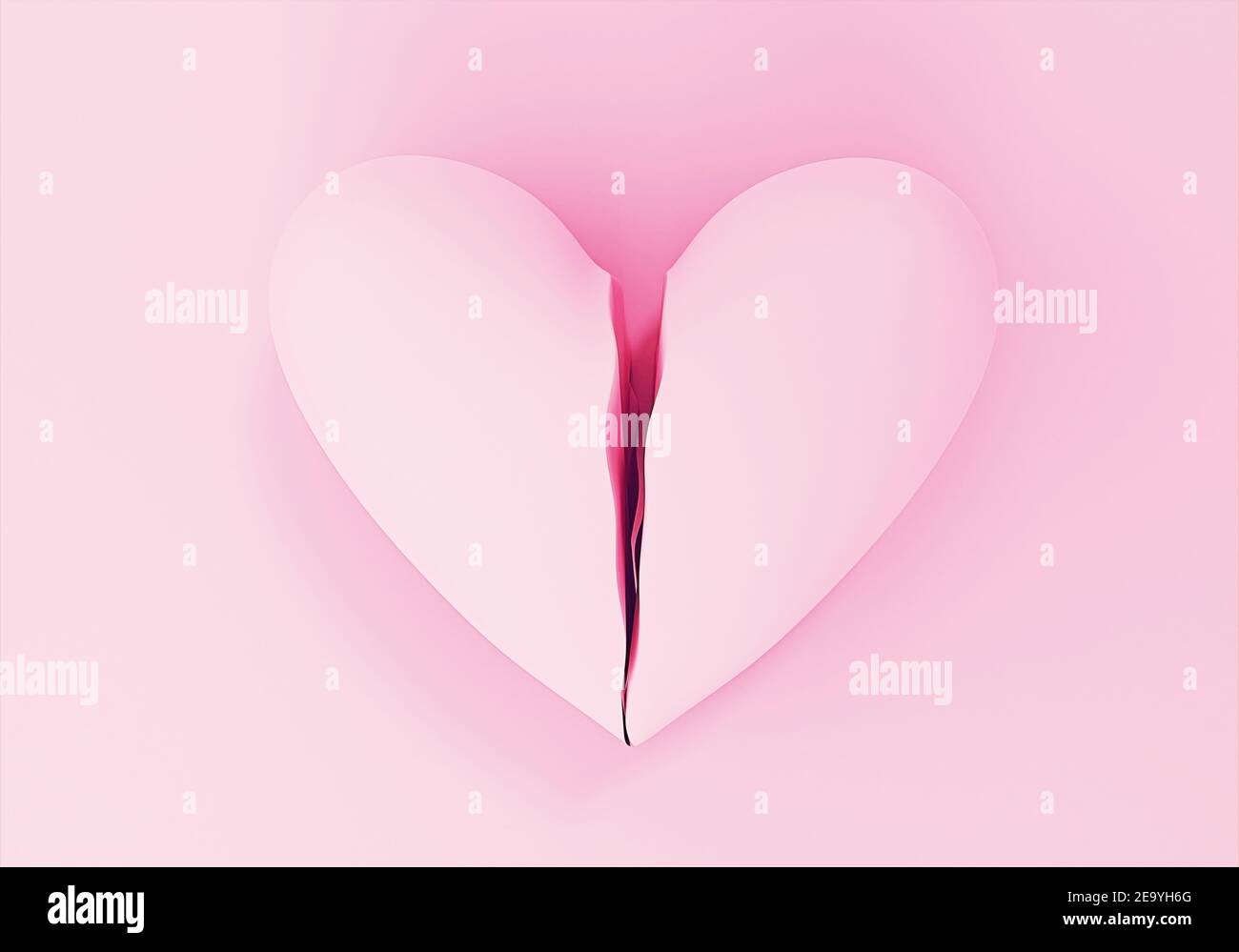 Light pink Broken Heart of classic shape in two parts, 3d render Stock ...