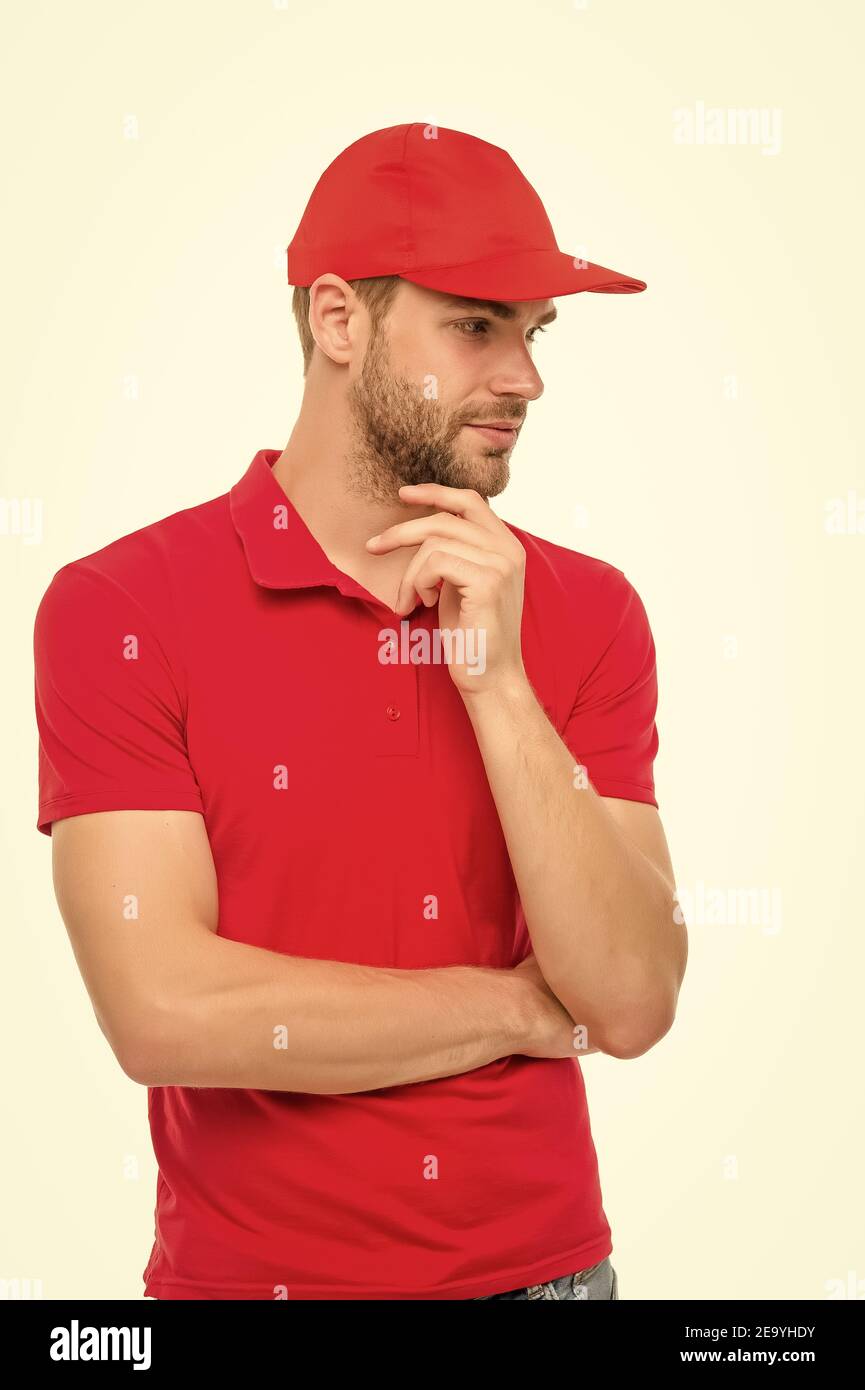 Both virile and unshaven. Unshaven guy in casual style isolated on ...