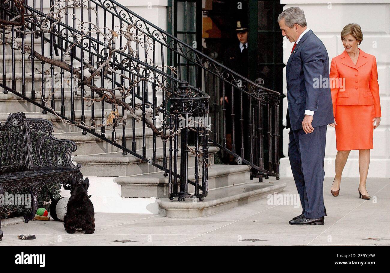 President George W, Bush , First Lady Laura Bush and Barney, introduce ...