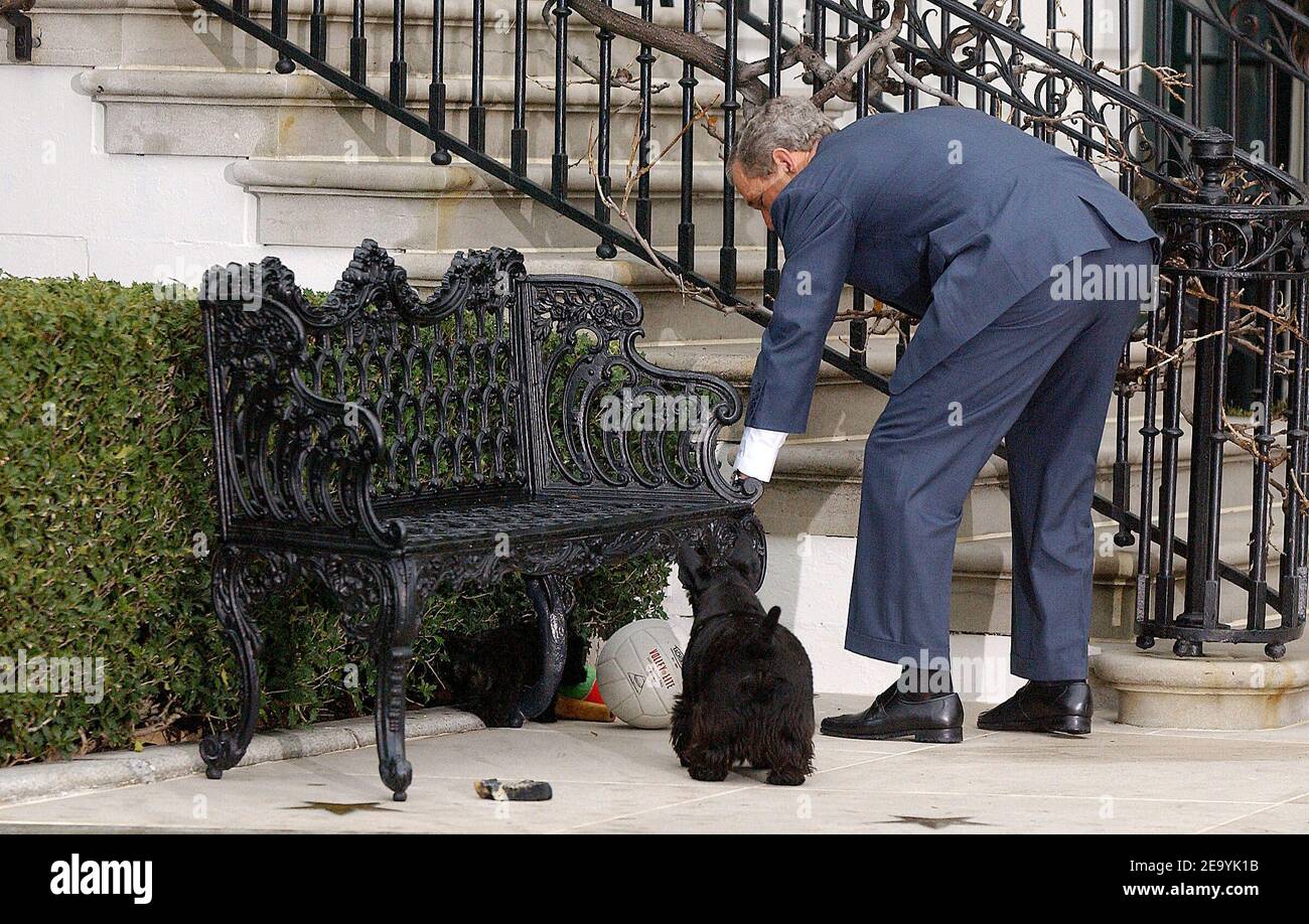 President George W, Bush , First Lady Laura Bush and Barney, introduce ...